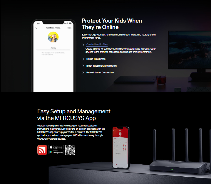 Mercusys MR47BE BE9300 Wi-Fi 7 Tri Band Router 6x High-Gain Antennas ...