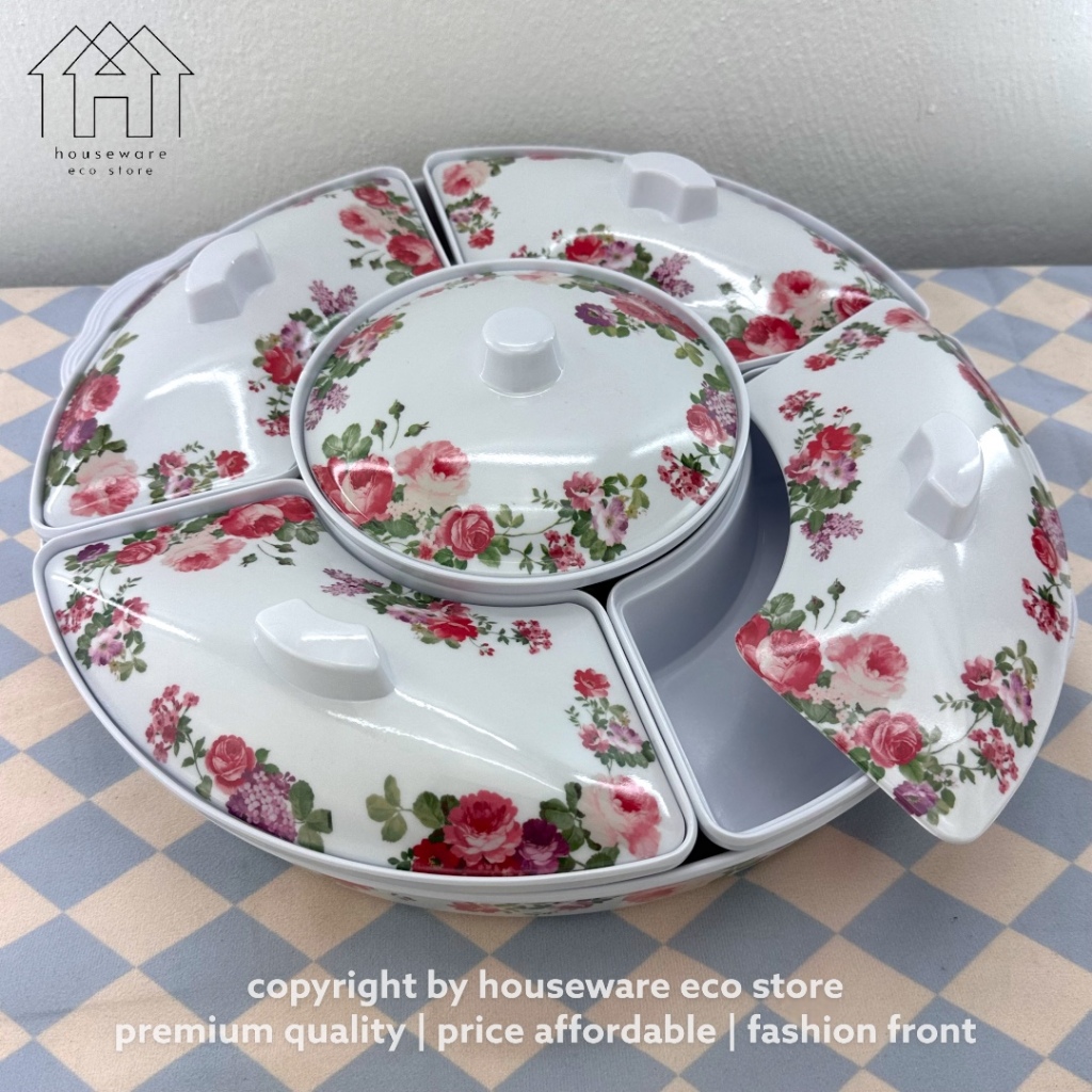 Melamine Party Serving Set / Bekas Bulat Serving Tray Buffet Set Candy ...