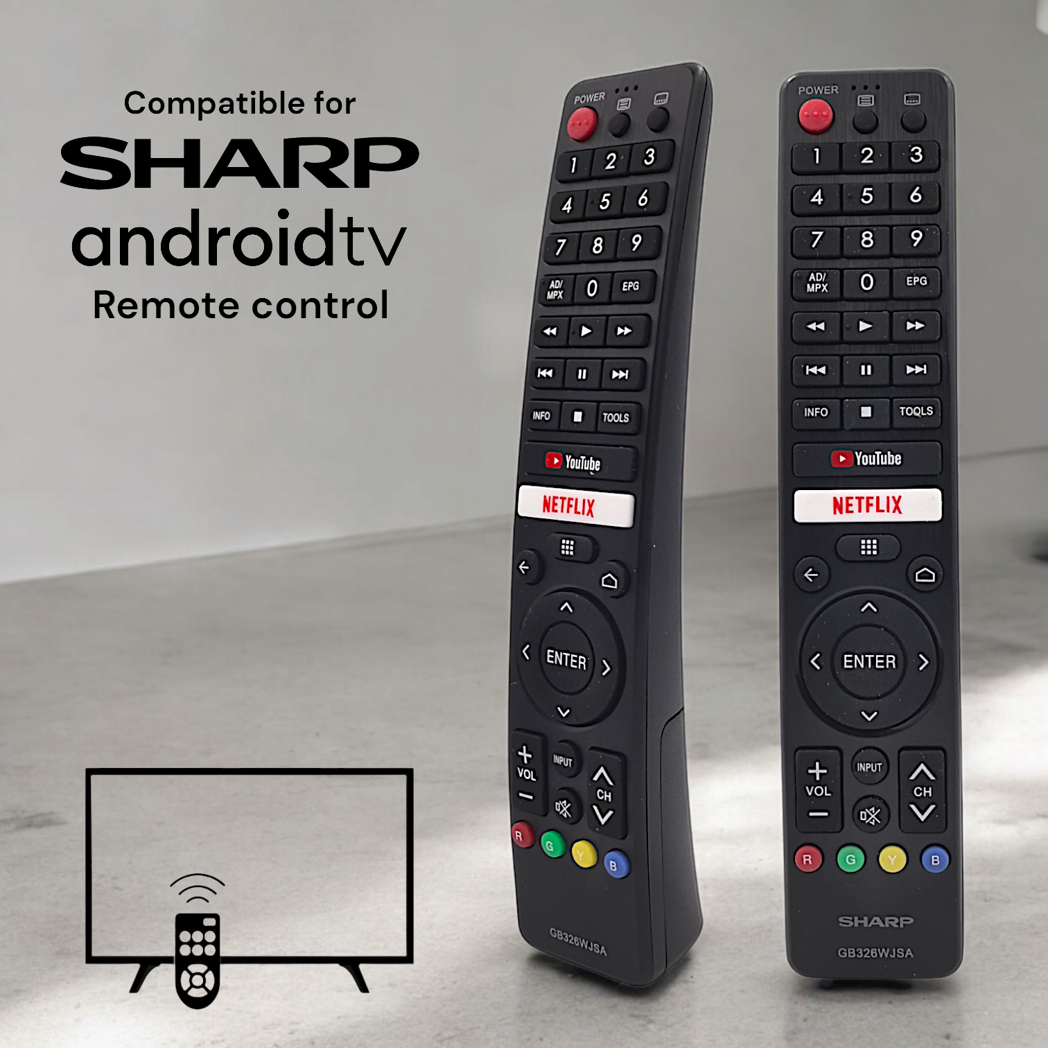 Repalacement Sharp GB326WJSA/GB326WJN5 Youtube Netflix Android Smart TV Remote Contro l- no ...