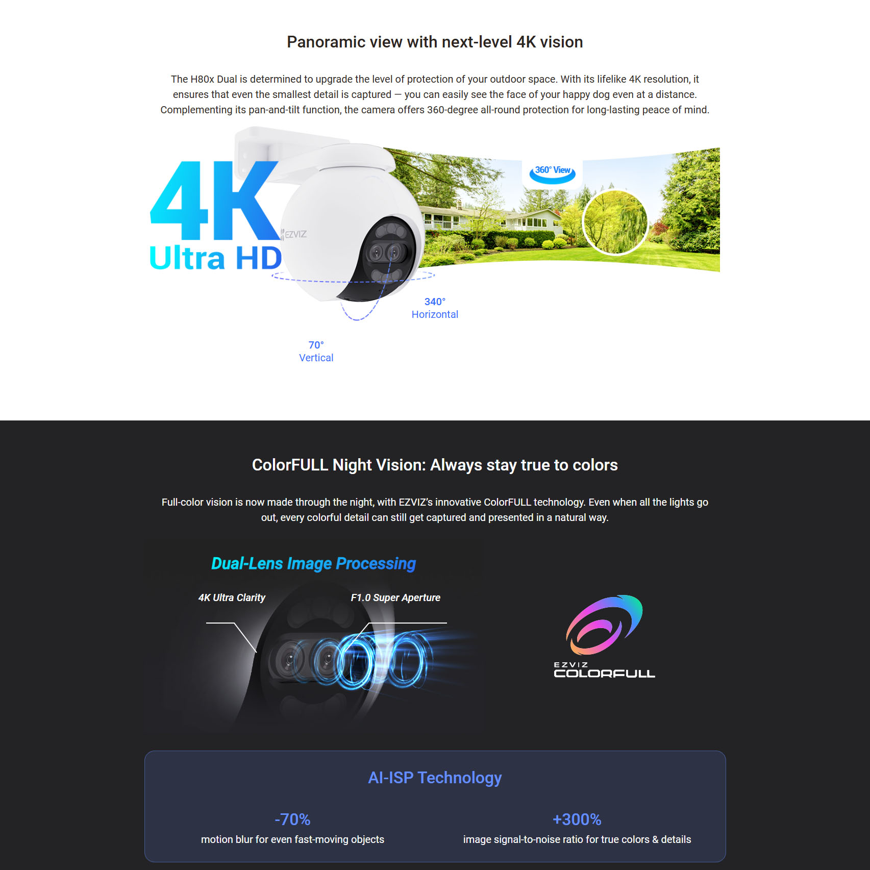 EZVIZ H80X Dual Lens 4K 8MP Color Full Night Vision Outdoor AI Smart ...