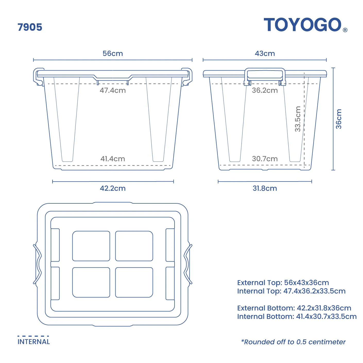 TOYOGO Large Storage Box with Lid - Translucent 7905 (50L) [2/6 units ...