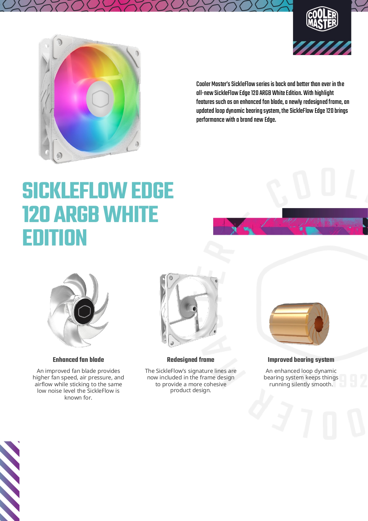COOLER MASTER SICKLEFLOW EDGE 120 ARGB 120MM CASING FAN - SINGLE / TRIO ...