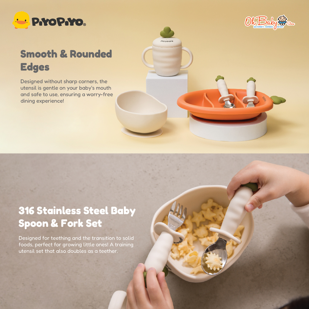 Piyo Piyo Carrot Series Platinum Silicone Feeding Set | Shopee Malaysia