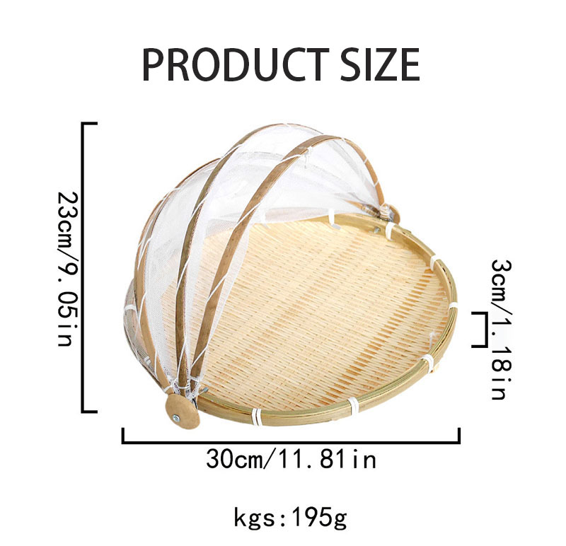 Bamboo Food Serving Tent Round Food Hood Handmade Flyproof Food Picnic ...