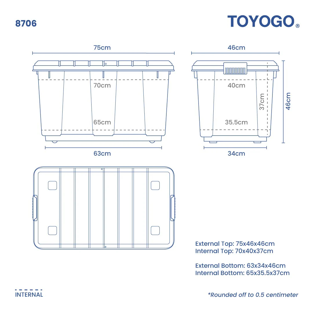 TOYOGO Storage Box With Wheels 8706 (102L) [1 unit] | Shopee Malaysia