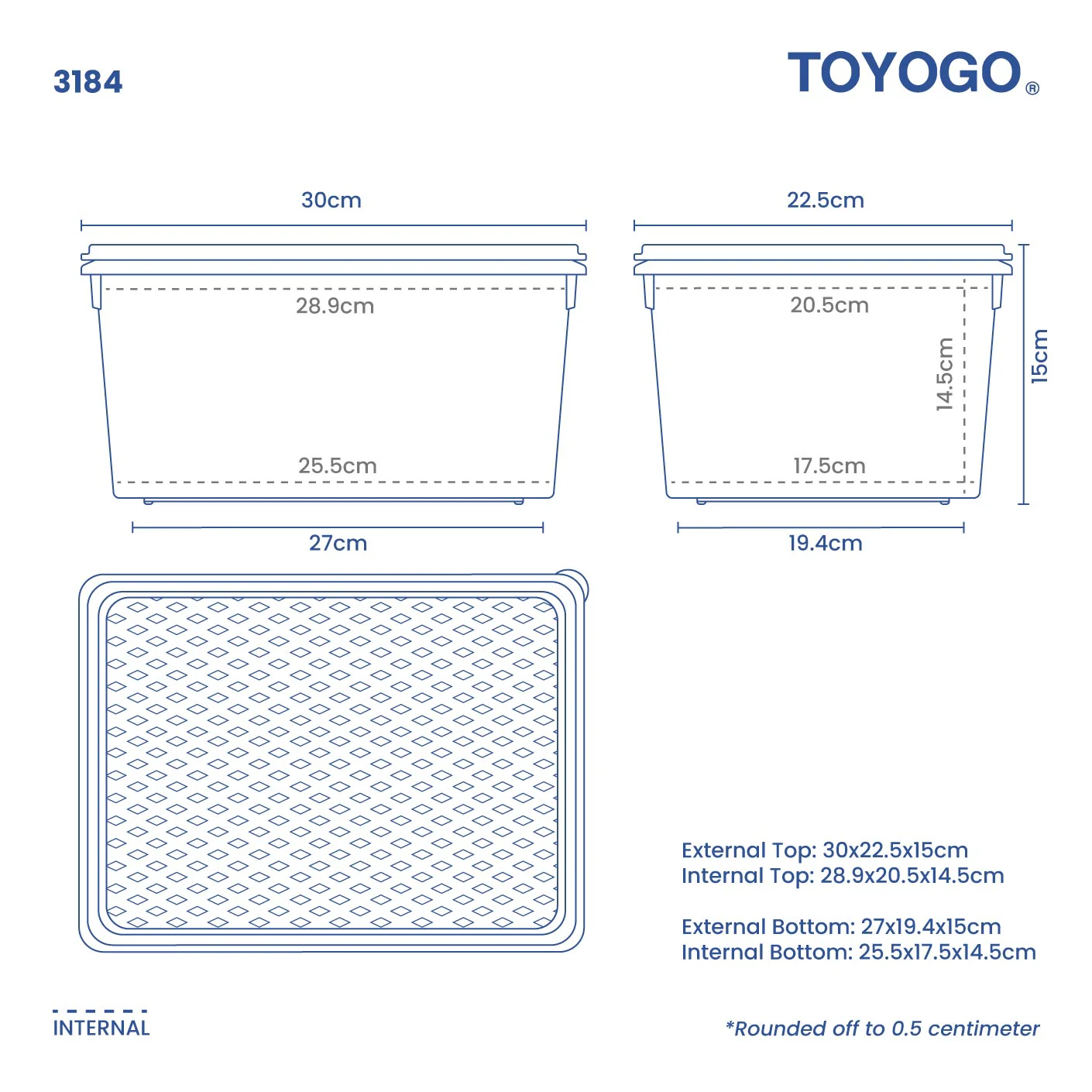 TOYOGO Diamond Food Container with Tight Cover 3184 (7.4L) [4 units ...