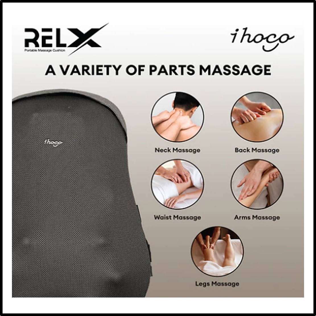 Ihoco RelX Portable Massage Cushion / Back Massager(Stone Grey ...