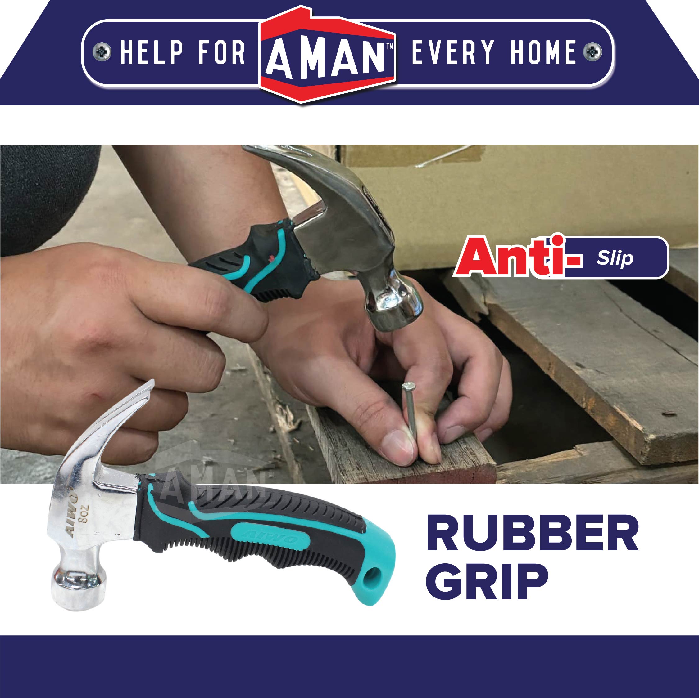 AIWO Mini Claw Hammer Claw Round Soft Grip TPR Handle Small Mini Stubby ...