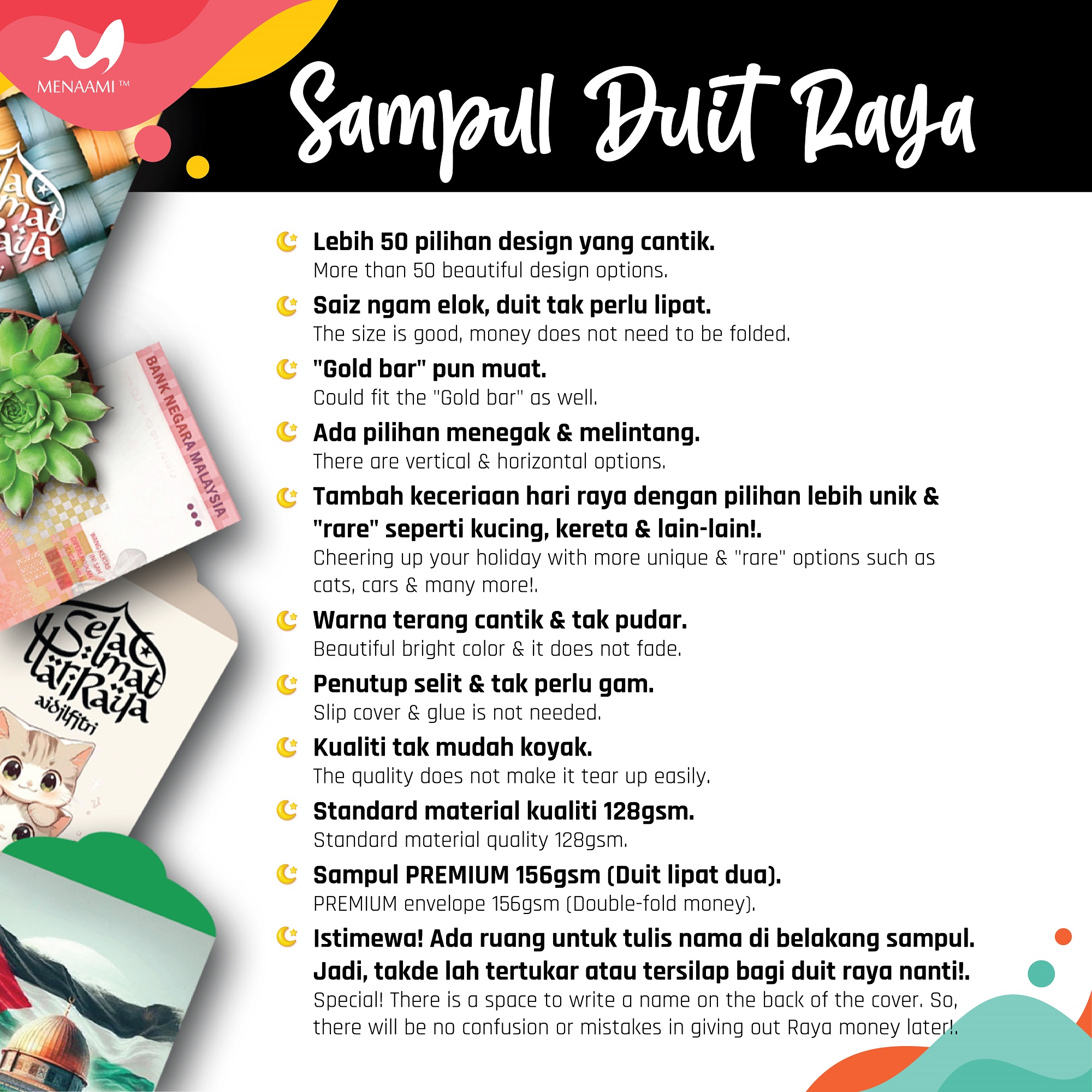 [ DUIT RAYA 2025 ] Combo Box 50/100pcs Sampul Cantik Angpao Pack Money ...