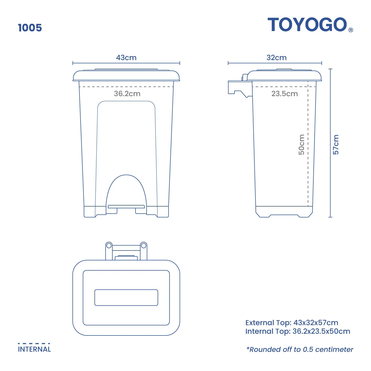 TOYOGO Step Flip Dustbin with Handle and Wheels 1005 (35L) [1 unit/4 ...