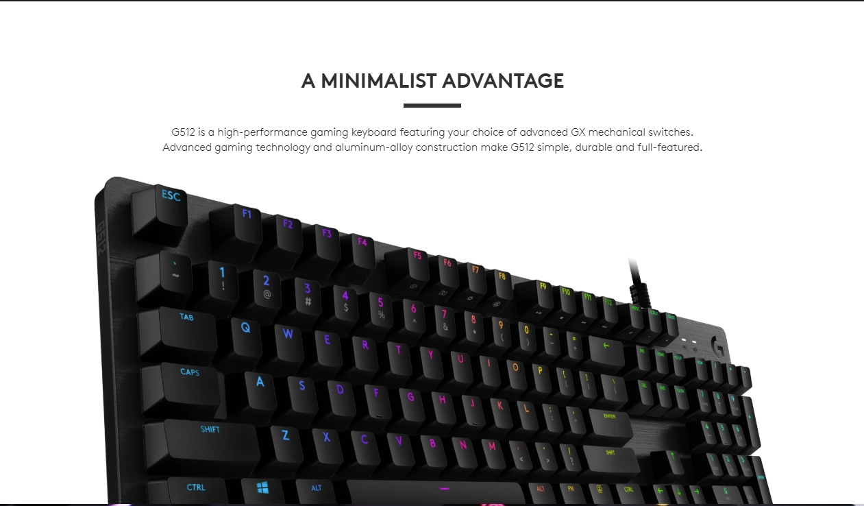 LOGITECH G512 CARBON LIGHTSYNC RGB WIRED MECHANICAL GAMING KEYBOARD GX ...