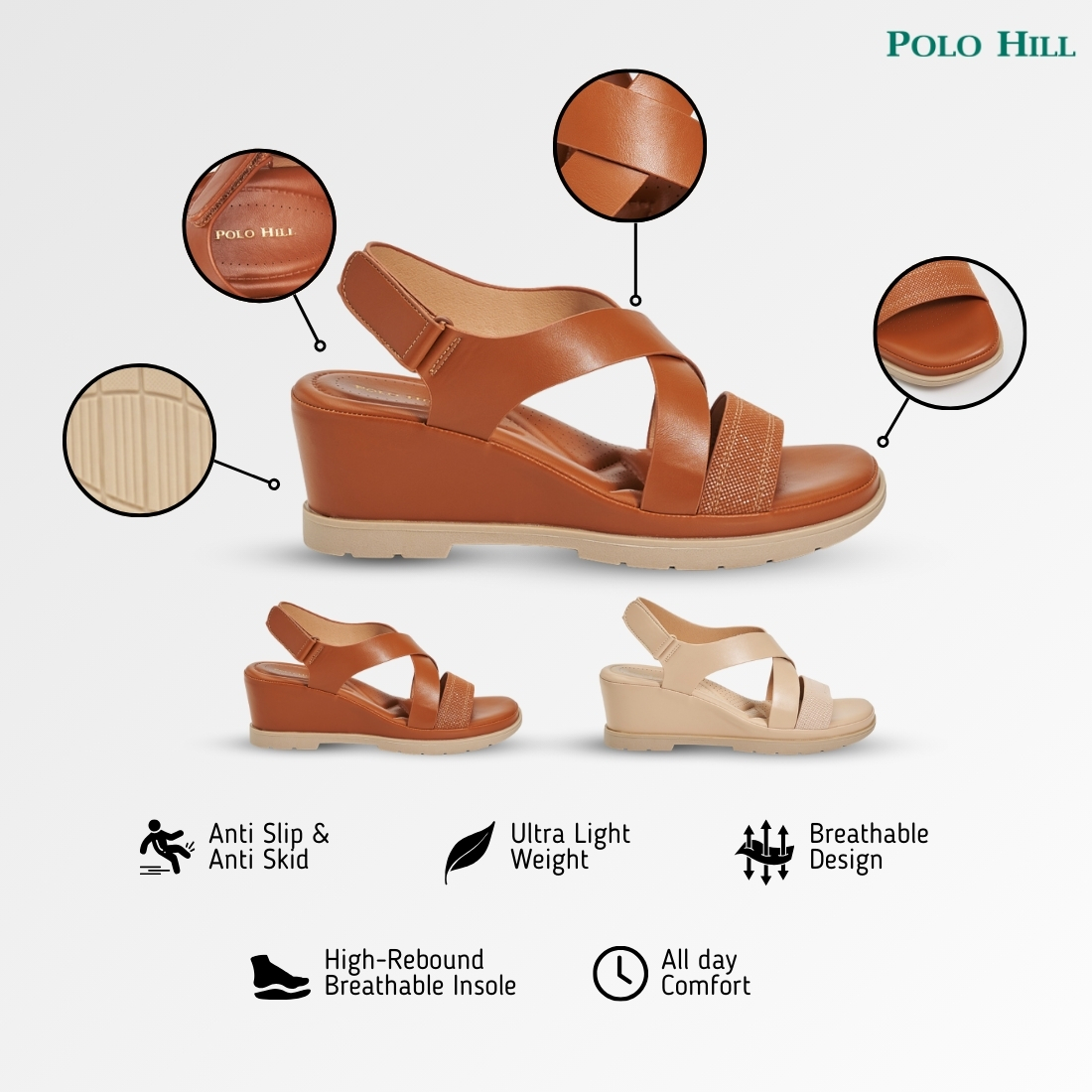 POLO HILL Ladies Ankle Strap Wedges PLSW-LS5350 | Shopee Malaysia