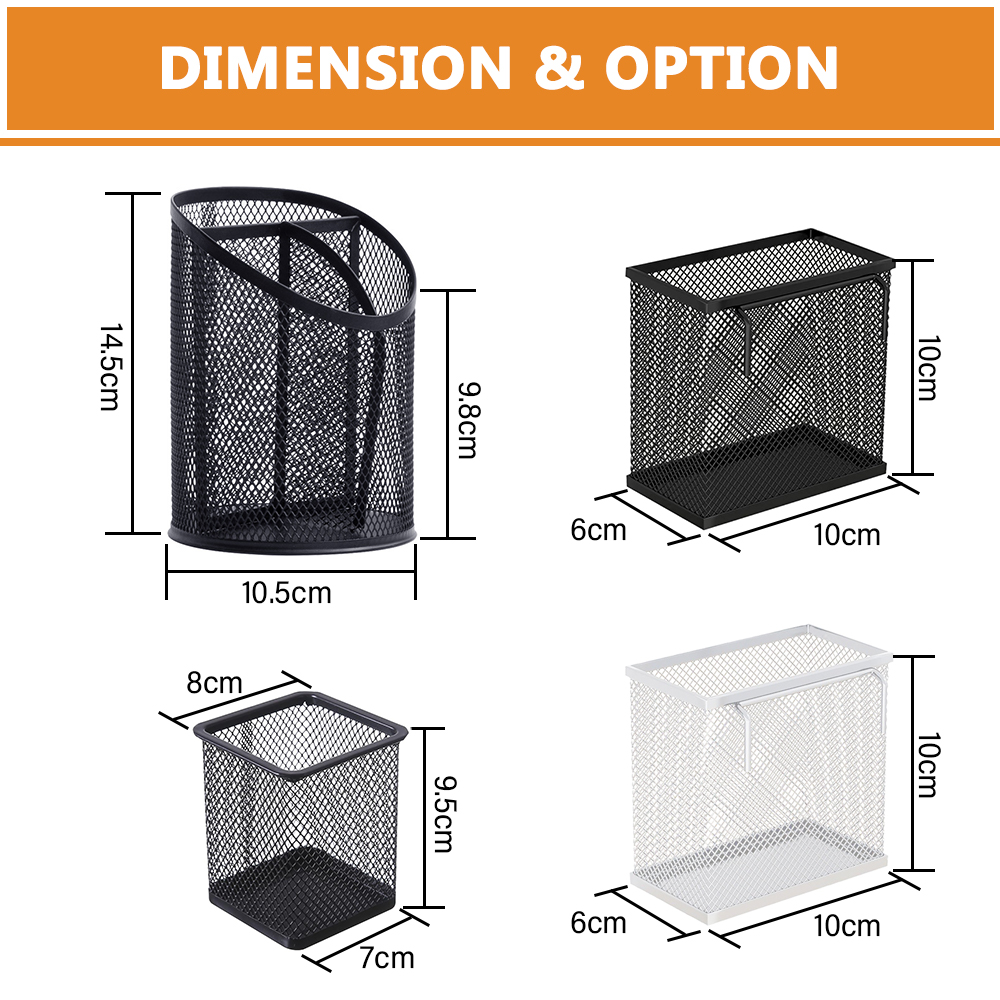 [3 Size] Borong365 Metal Mesh Pencil Holder Rak Alat Tulis ...