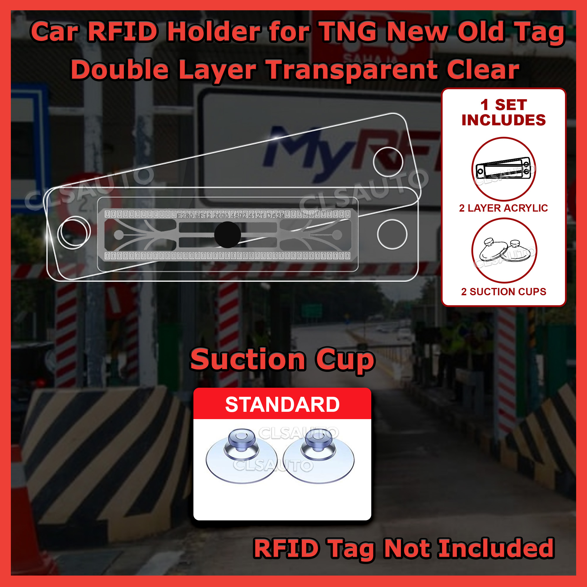 Car RFID Holder for TNG New Old Tag Double Layer Transparent Clear ...