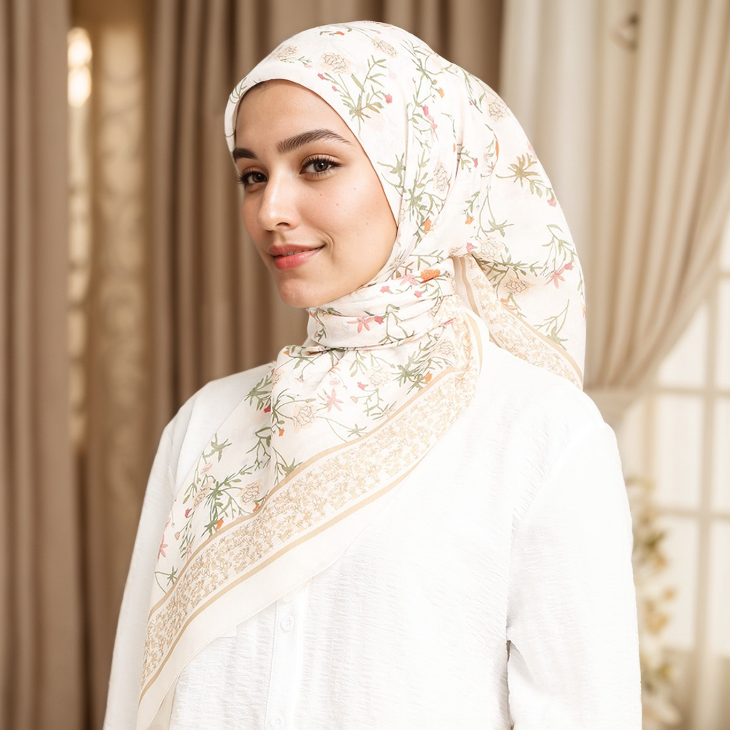 GDTIMA Tudung Bawal Hijab Baju Raya Muslimah Square Cotton Printed ...
