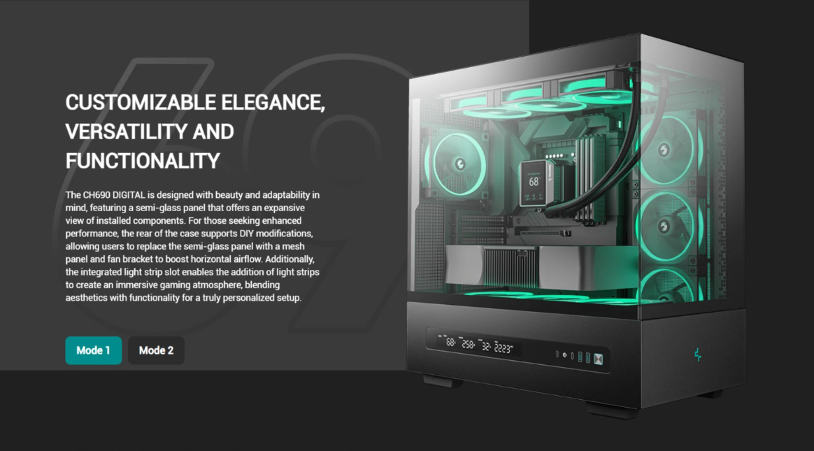 DEEPCOOL CH690 DIGITAL ATX DESKTOP PC CASE - BLACK / WHITE | Shopee ...