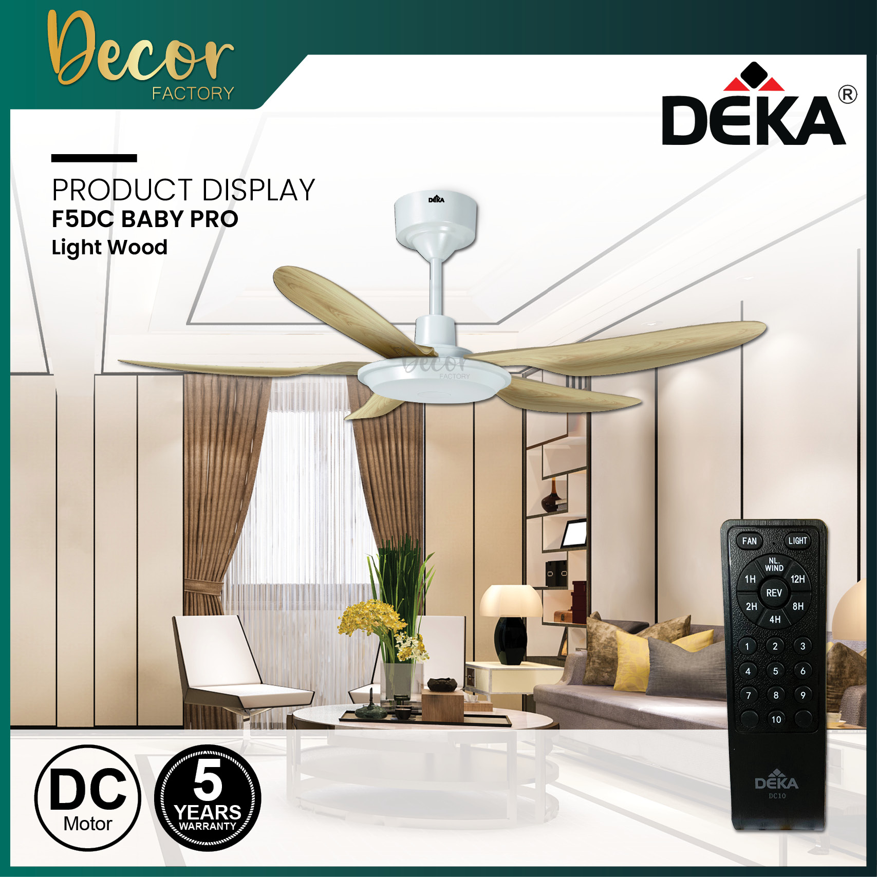 DEKA Fan DEKA F5DC BABY PRO 46 Inch 5 Blades 20 Speed Forward + Reverse ...