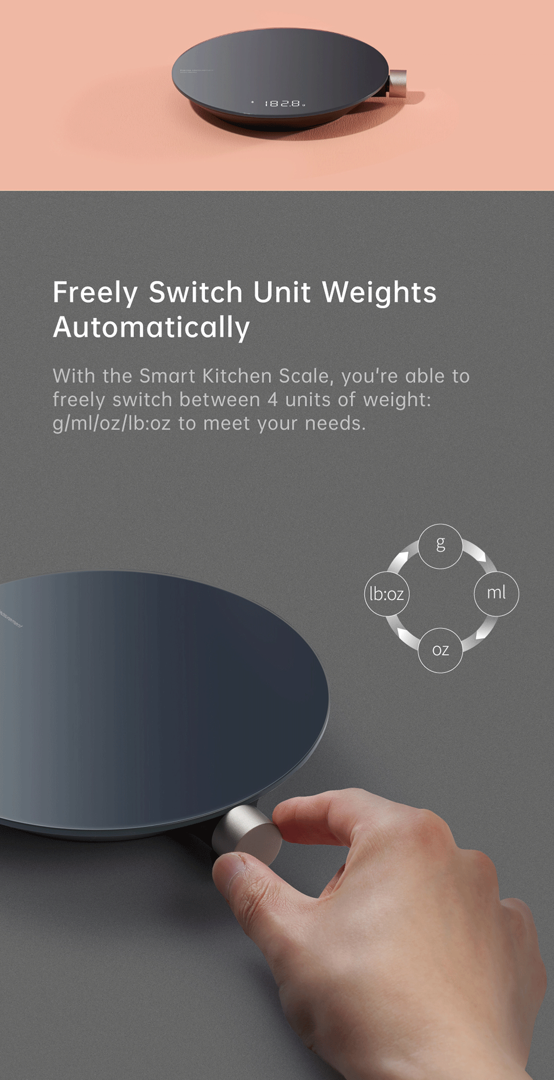 HOTO Smart Digital Kitchenware Scale with High Precise Measuring Sensor ...