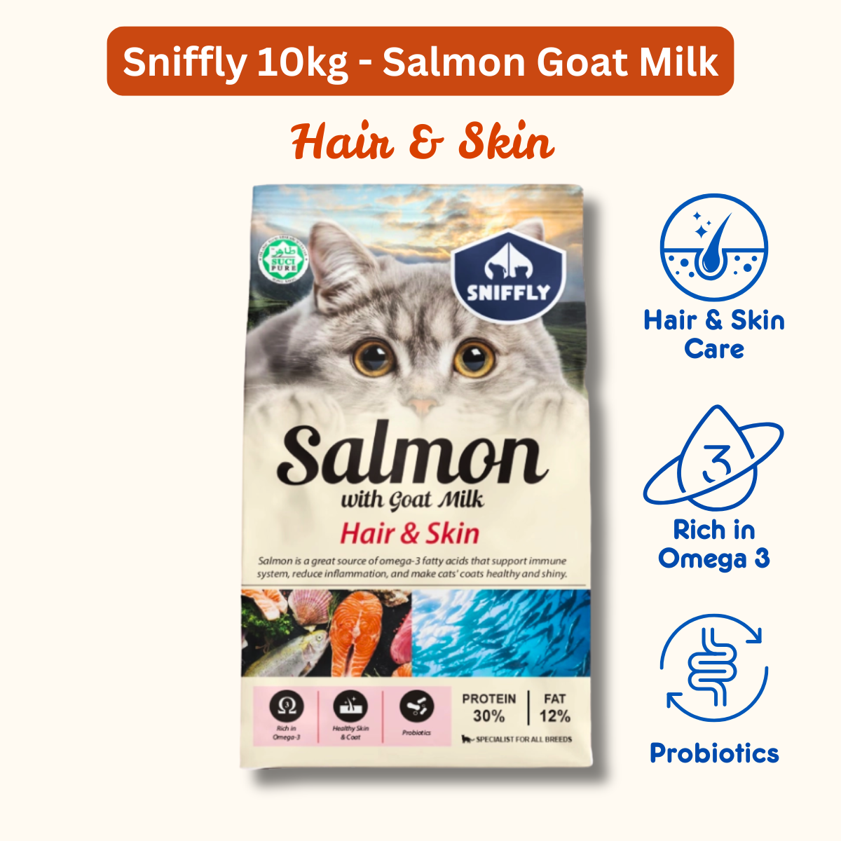Sniffly Cat Dry Food 10kg Hair Skin Care Specialist Indoor Makanan ...