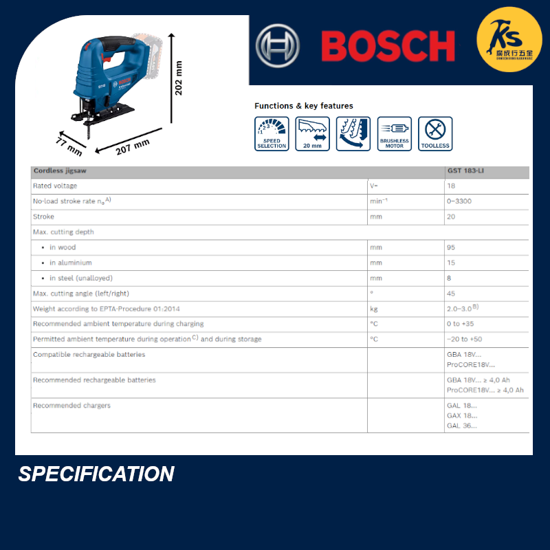 BOSCH [COMBO A] 18V GSR 185-LI Cordless Drill/Driver & GST 183-LI ...