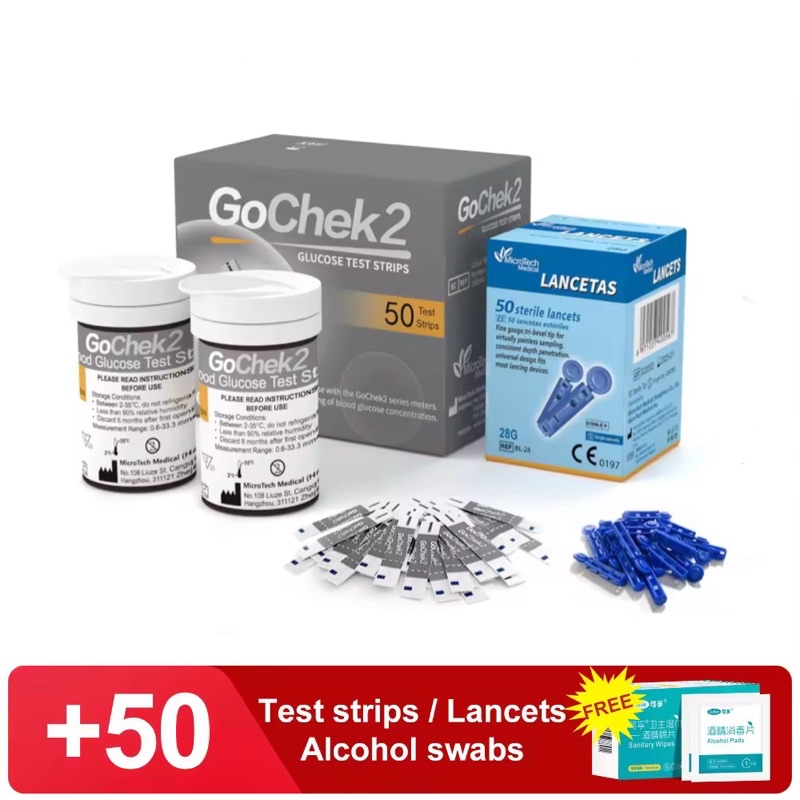 50/100pcs Gochek2 Glucose Test Strips and Lancets (No Monitor, only ...
