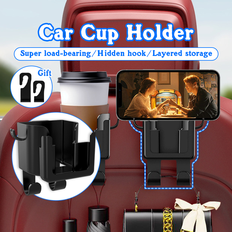 Car Seat Drink Holder Car Back Seat Water Cup Holder with Hook Car Headrest Storage Organizer ...