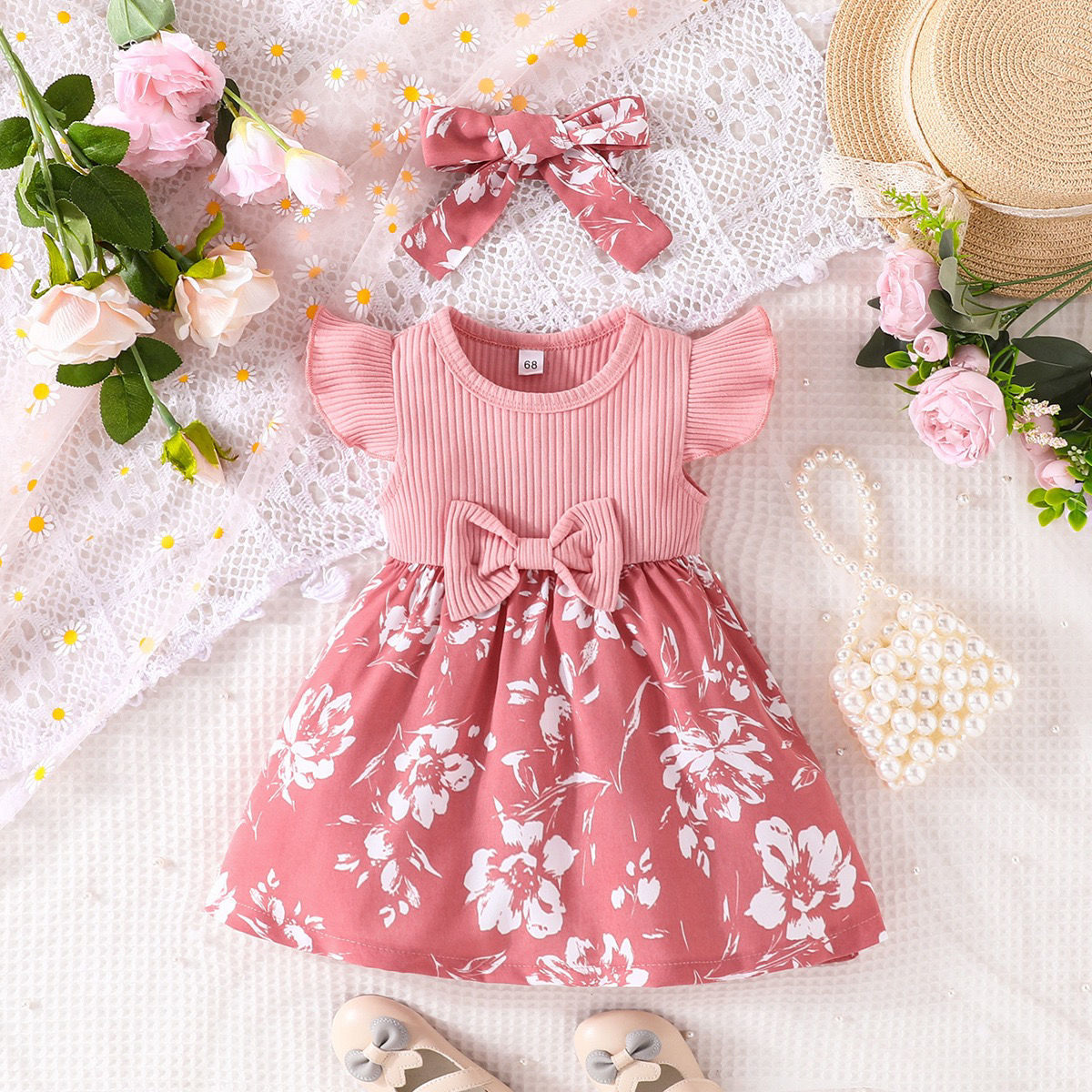 [Ready Stock] Baby Girl Dress Children 0-2 Years Old Sweet Bow Flying ...
