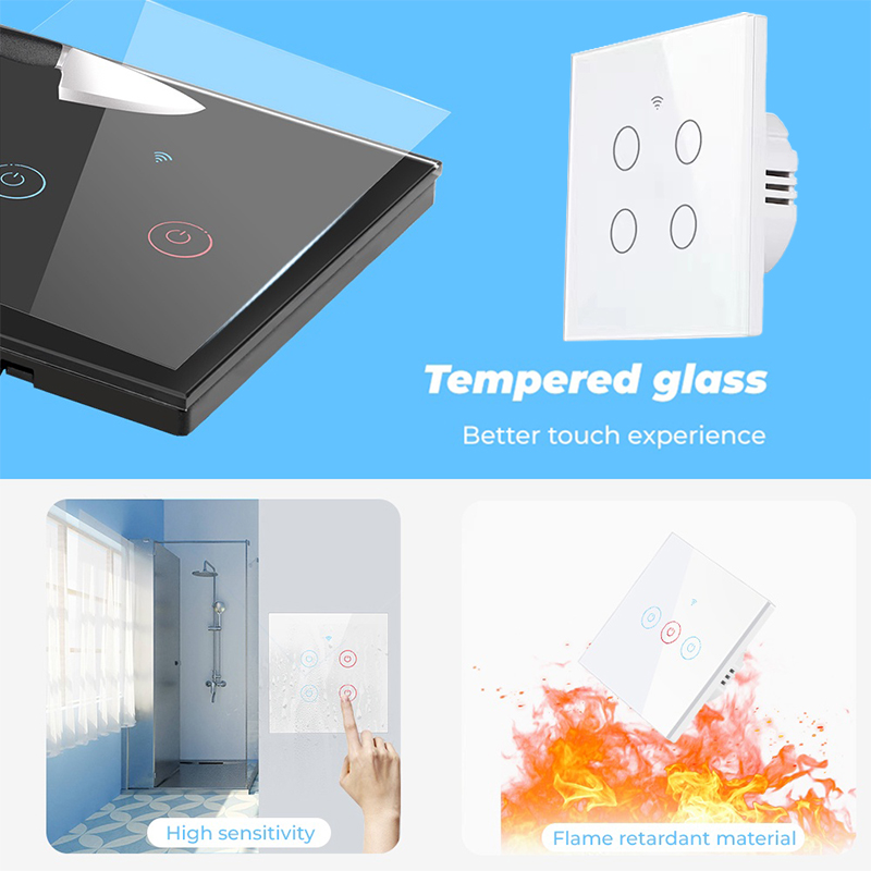 Tuya WiFi Touch Smart Switch Light Without No Neutral Wire Glass Wall ...