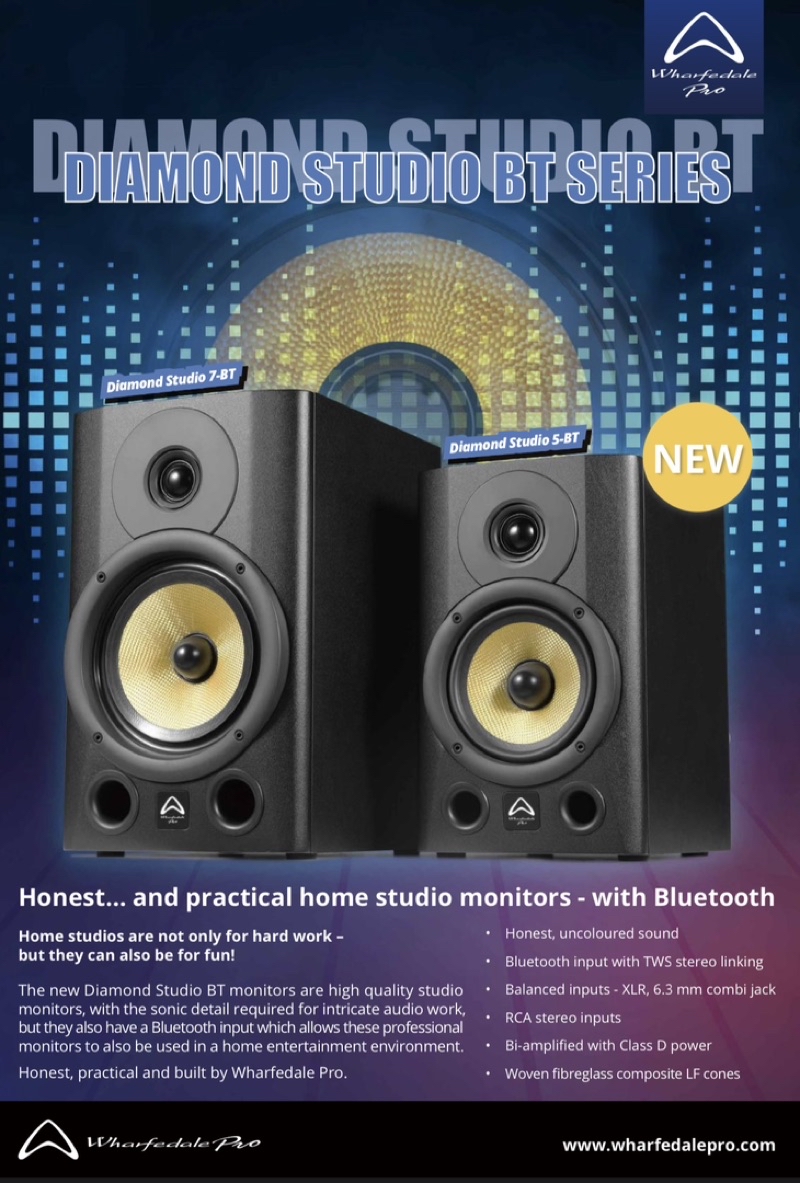 Wharfedale Diamond Studio 7-BT 6.5” Active Monitor Speaker 300W Peak- Bluetooth,Studio-Grade ...