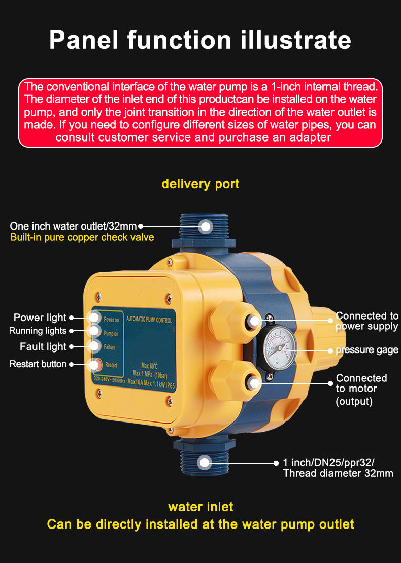 Automatic Water Pump Pressure Switch Controller 1500W 16A Regulator ...