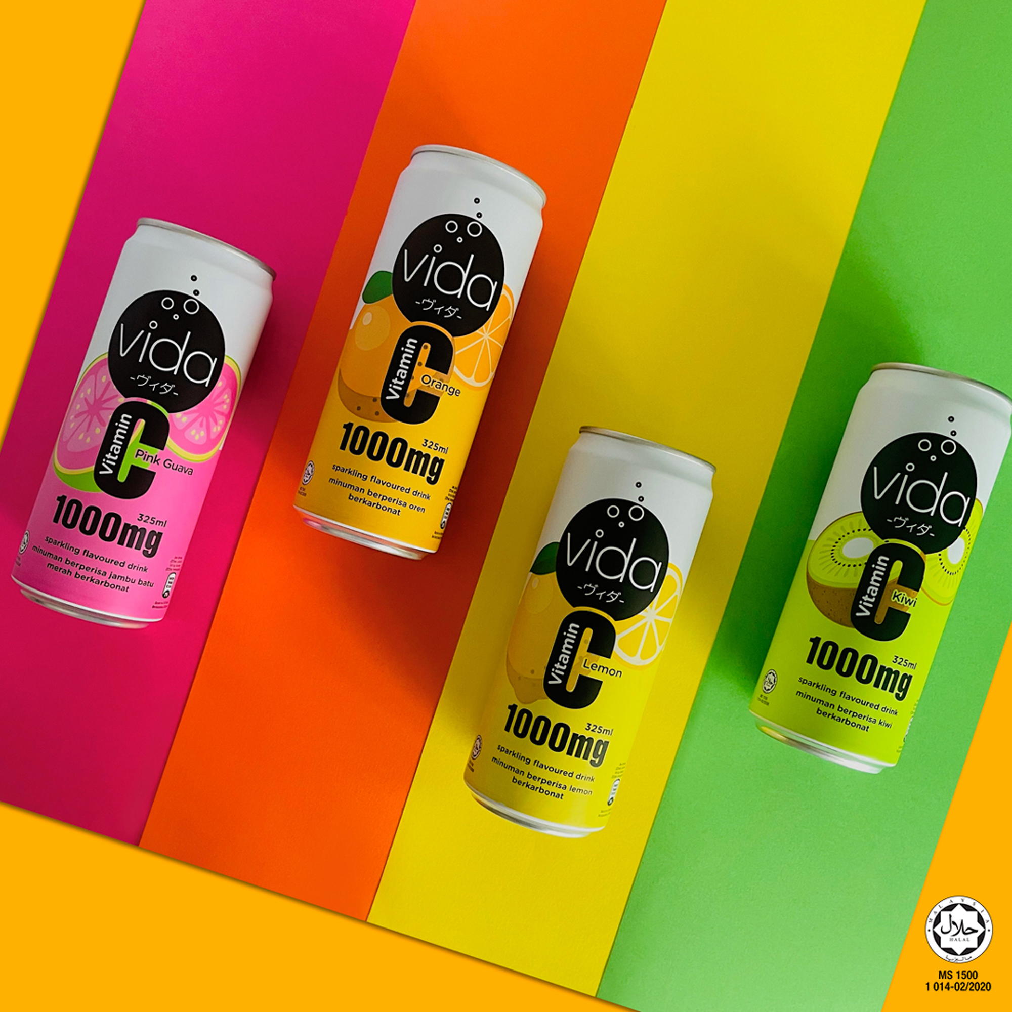 VIDA C | VIDA ZERO Sparkling Flavoured Drink (325ml) Sakura, Lychee, Apple, Minty Lime, Citrus ...