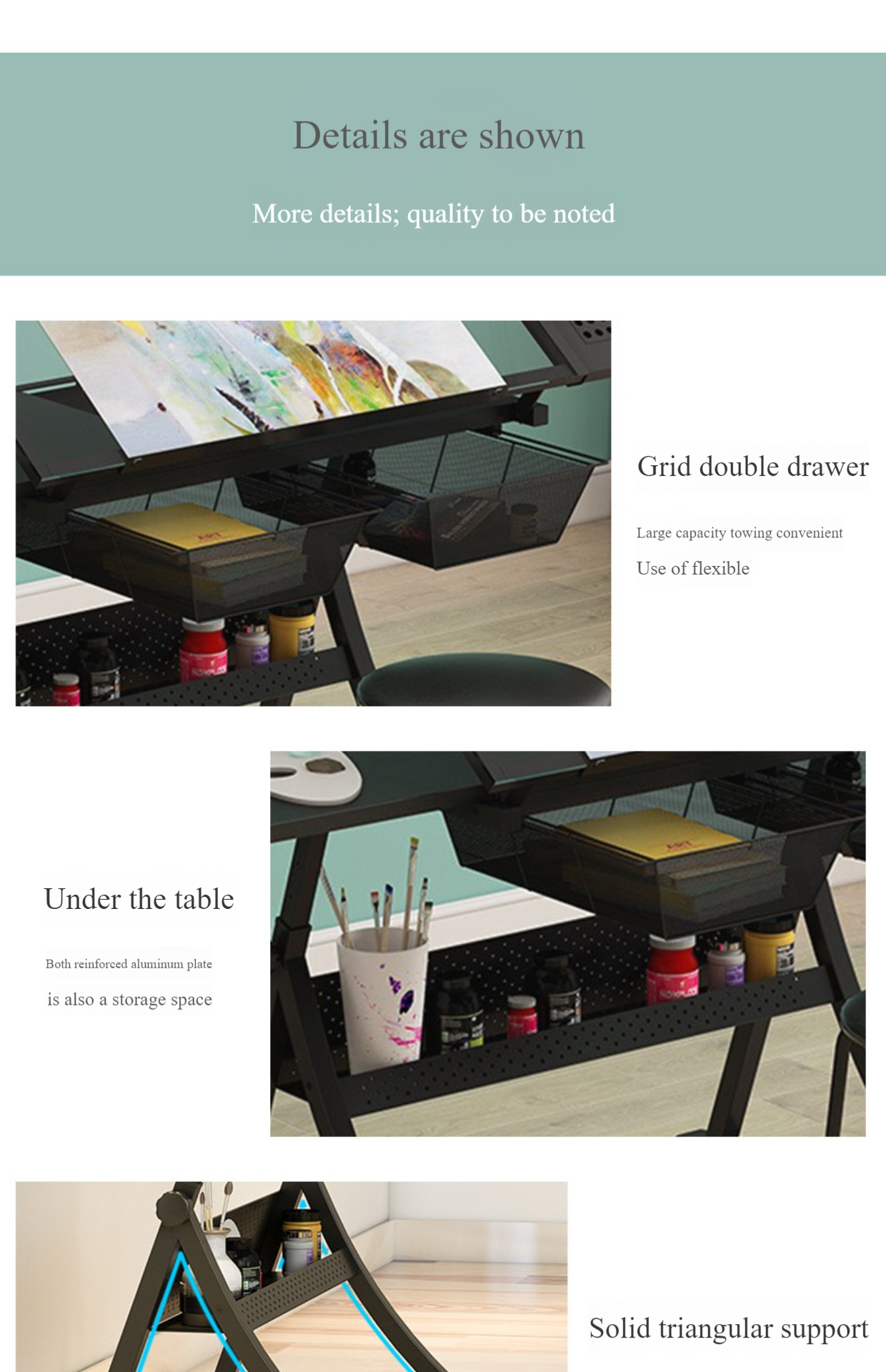 Drawing table, painting adjustable table, art glass drawing drawing ...