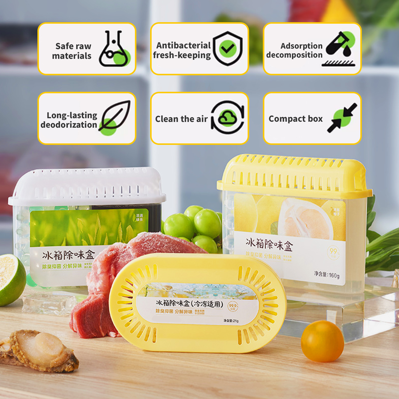 Refrigerator Deodorant Freshener Fridge Deodorizer Deodorant Box Remove ...