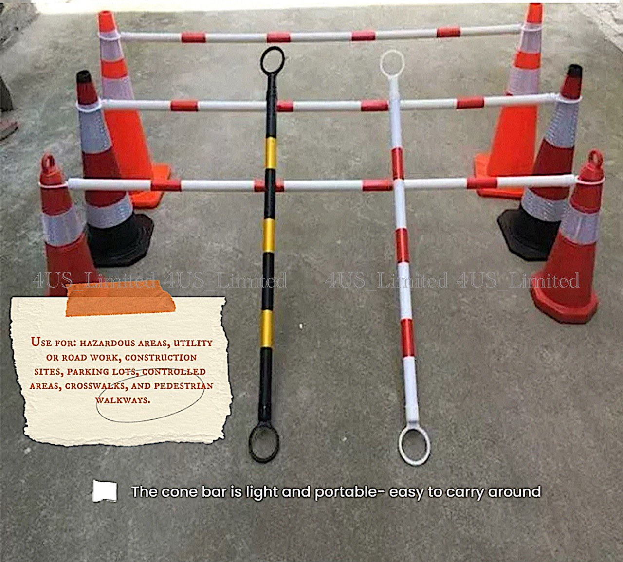 NIETZ Expandable Retractable Cone Bar Traffic Safety Cone Bar Barrier 2 ...