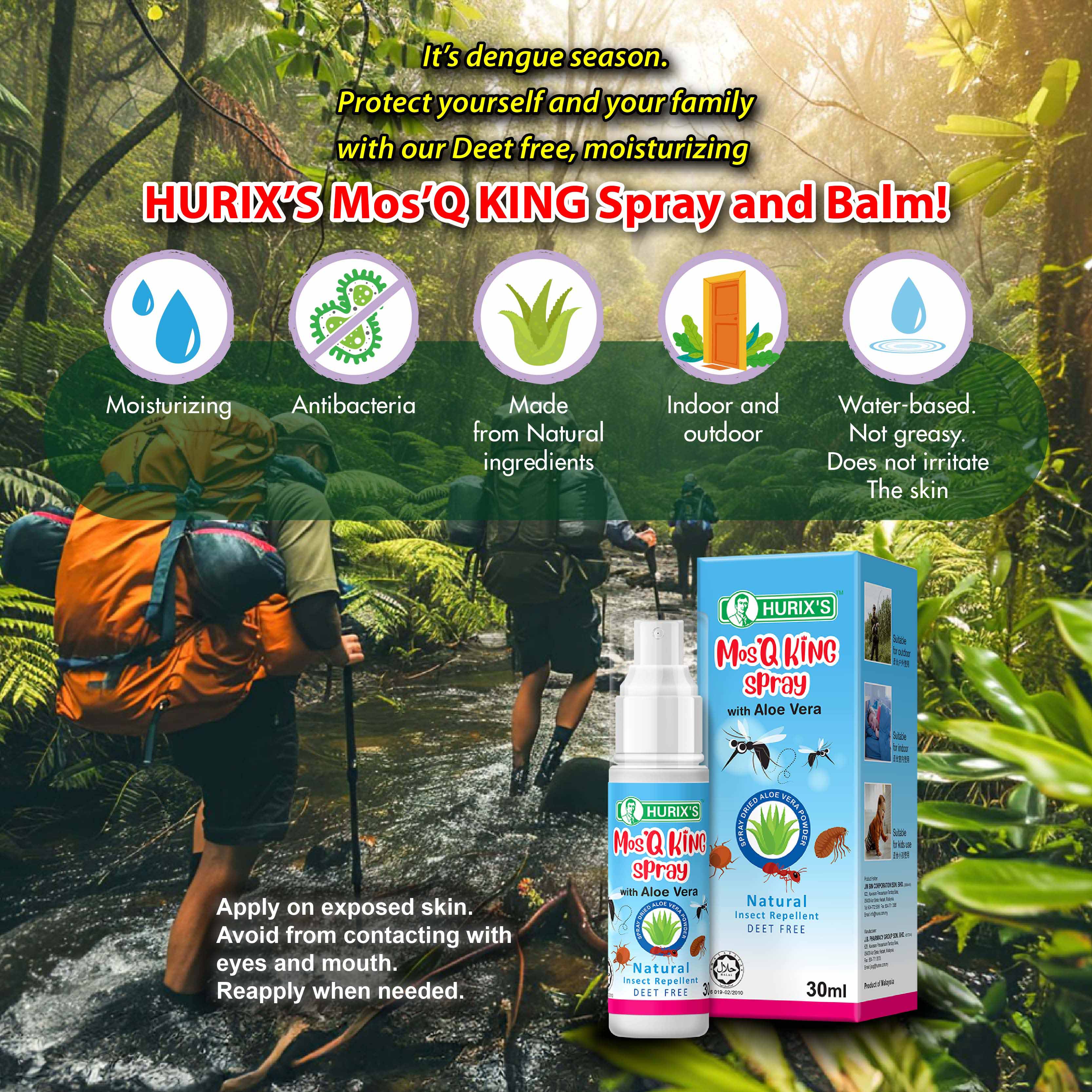 HURIX'S Mos'Q King Spray (with Aloe Vera) 30ml - Natural Insect ...
