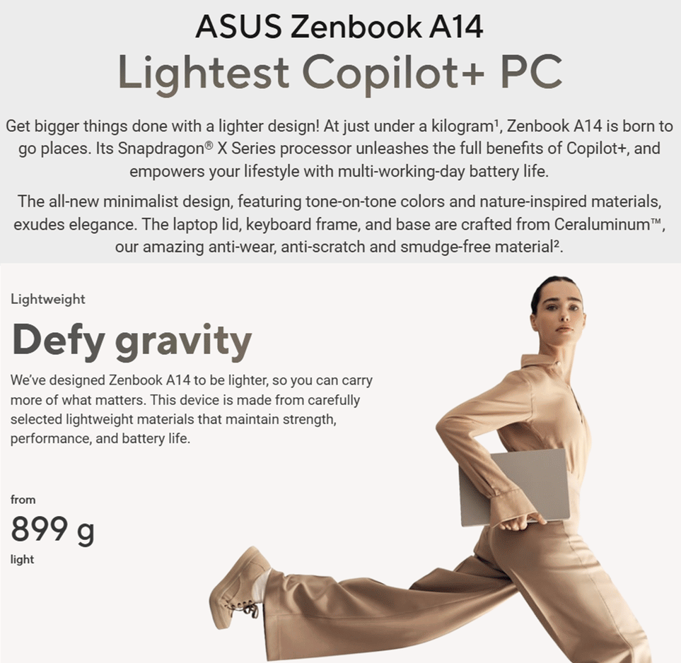 ASUS Zenbook A14 UX3407Q-ASB0226WS /ASB0228WS (Snapdragon X1-26-100 ...