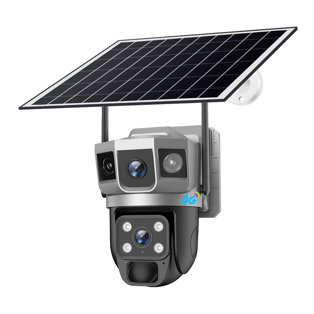 V380 Pro Three Screen CCTV Solar Outdoor IP66 Waterproof Wireless ...