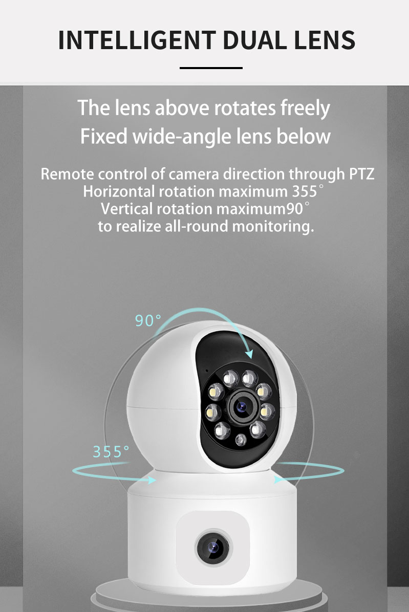 ICSEE CCTV R11 Dual-Lens 1080P Full-color Night Vision Two Way Talk ...
