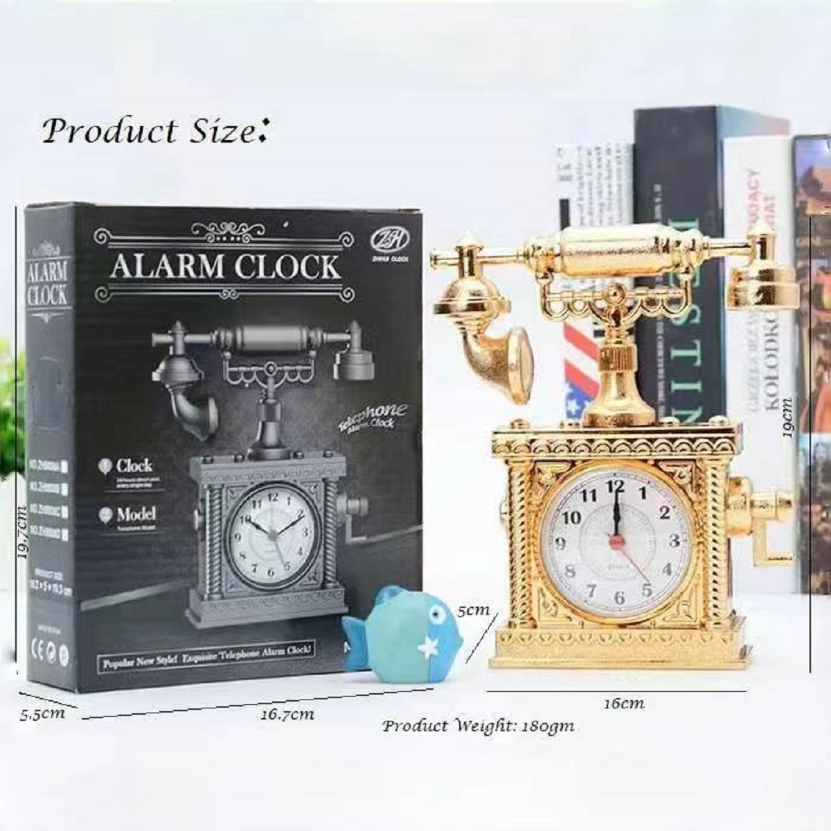 Classic Telephone Alarm Clock Jam Loceng Telefon Klasik Hiasan Meja ...