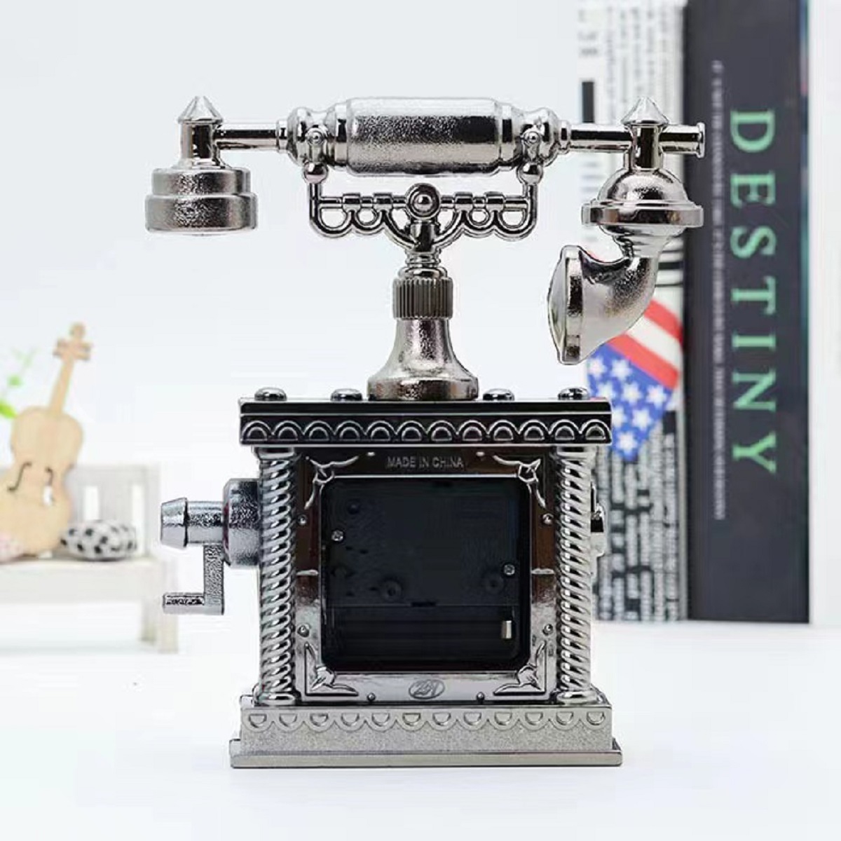 Classic Telephone Alarm Clock Jam Loceng Telefon Klasik Hiasan Meja ...