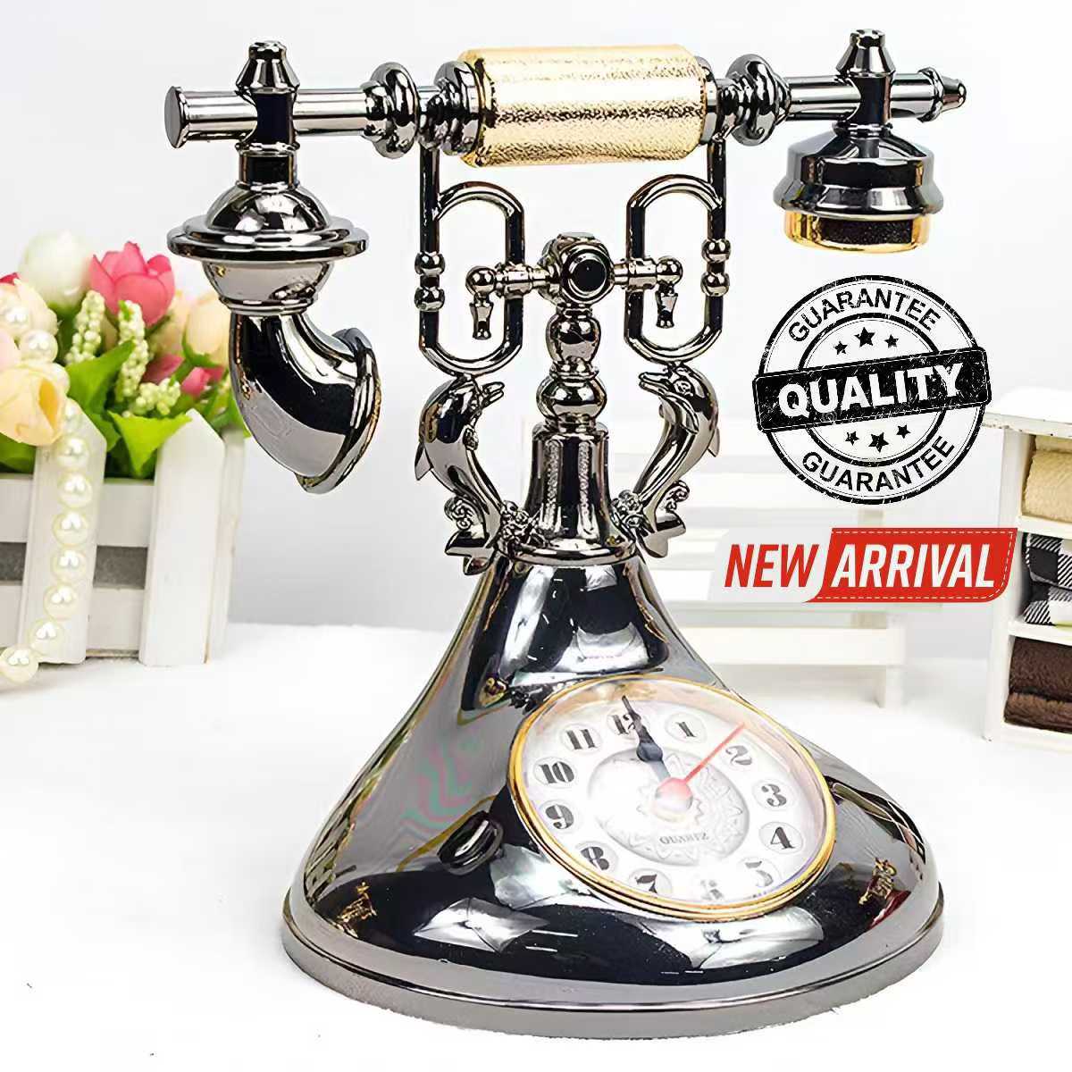 Classic Telephone Alarm Clock Jam Loceng Telefon Klasik Hiasan Meja ...