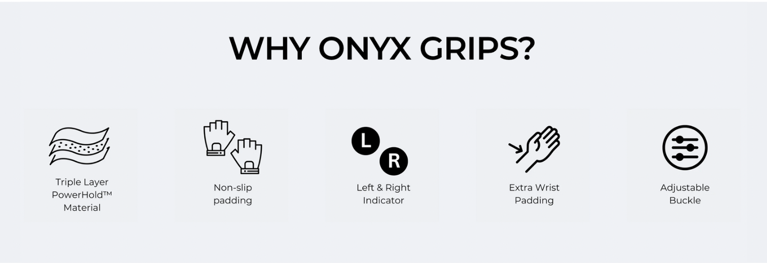 ONYX Grips - 1Pair Non-Slip Wrist Wrap Triple Layer Cowhide Material ...