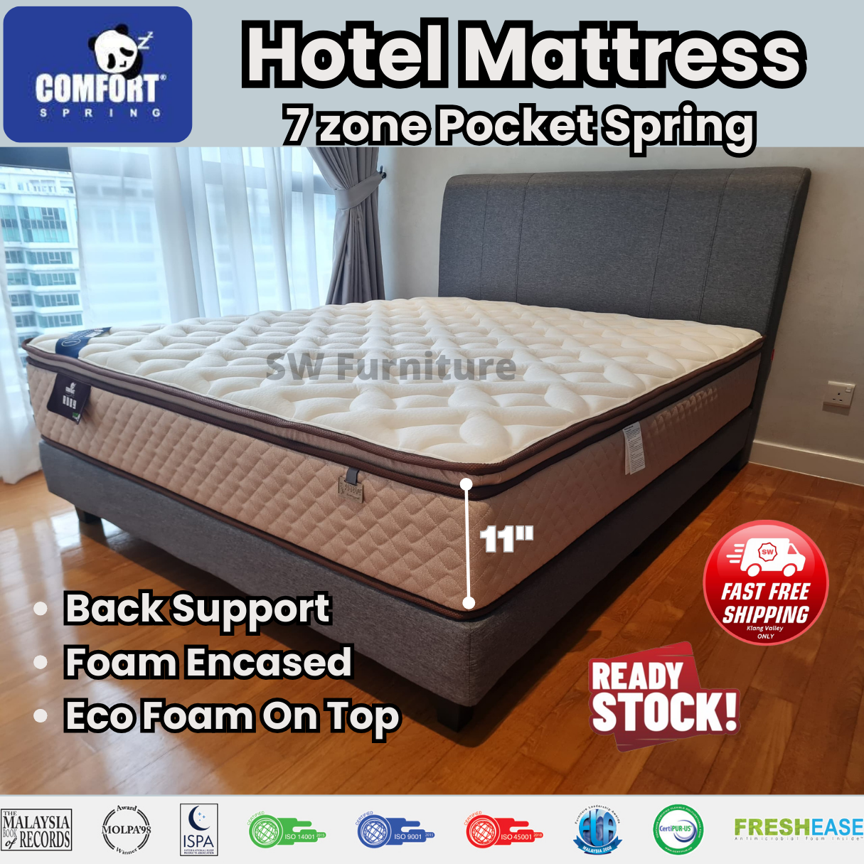 Comfort Spring 7 zone Pocket Spring Hotel Spec Mattress | Shopee Malaysia