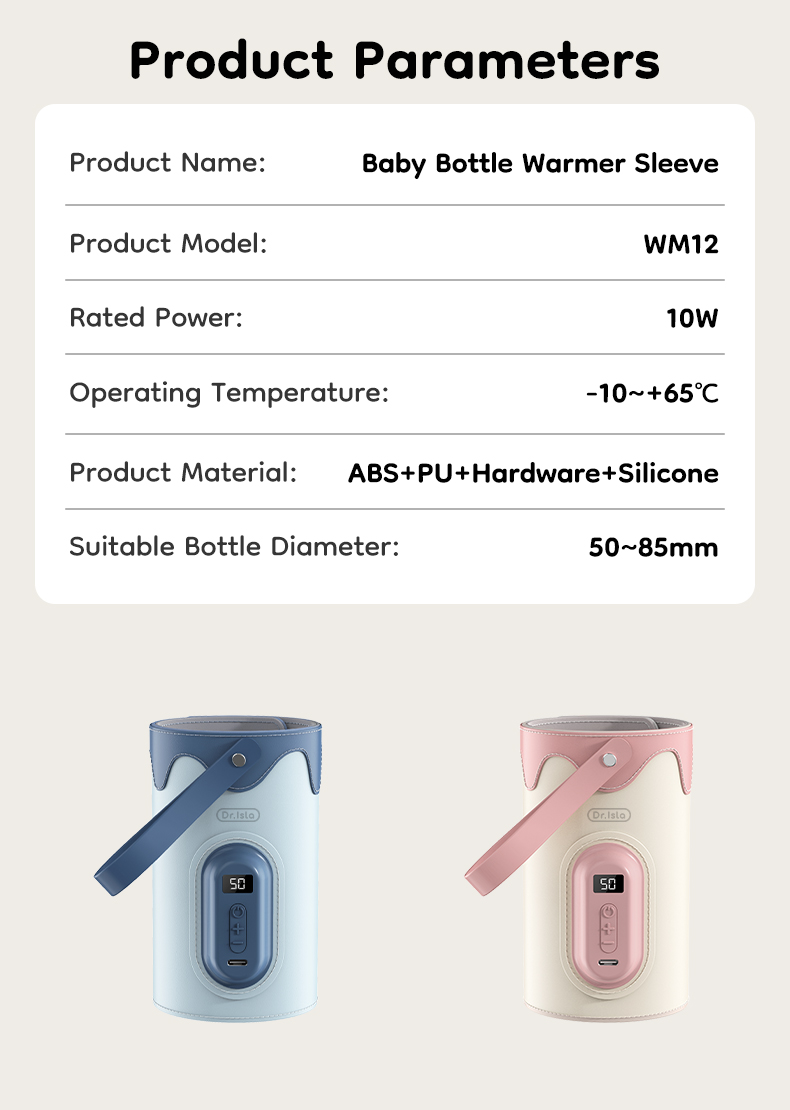 Dr.isla Portable Warmer Bottle Milk 35-50°LED Display Functions Baby Bottle Warmer温奶器 WM12 ...