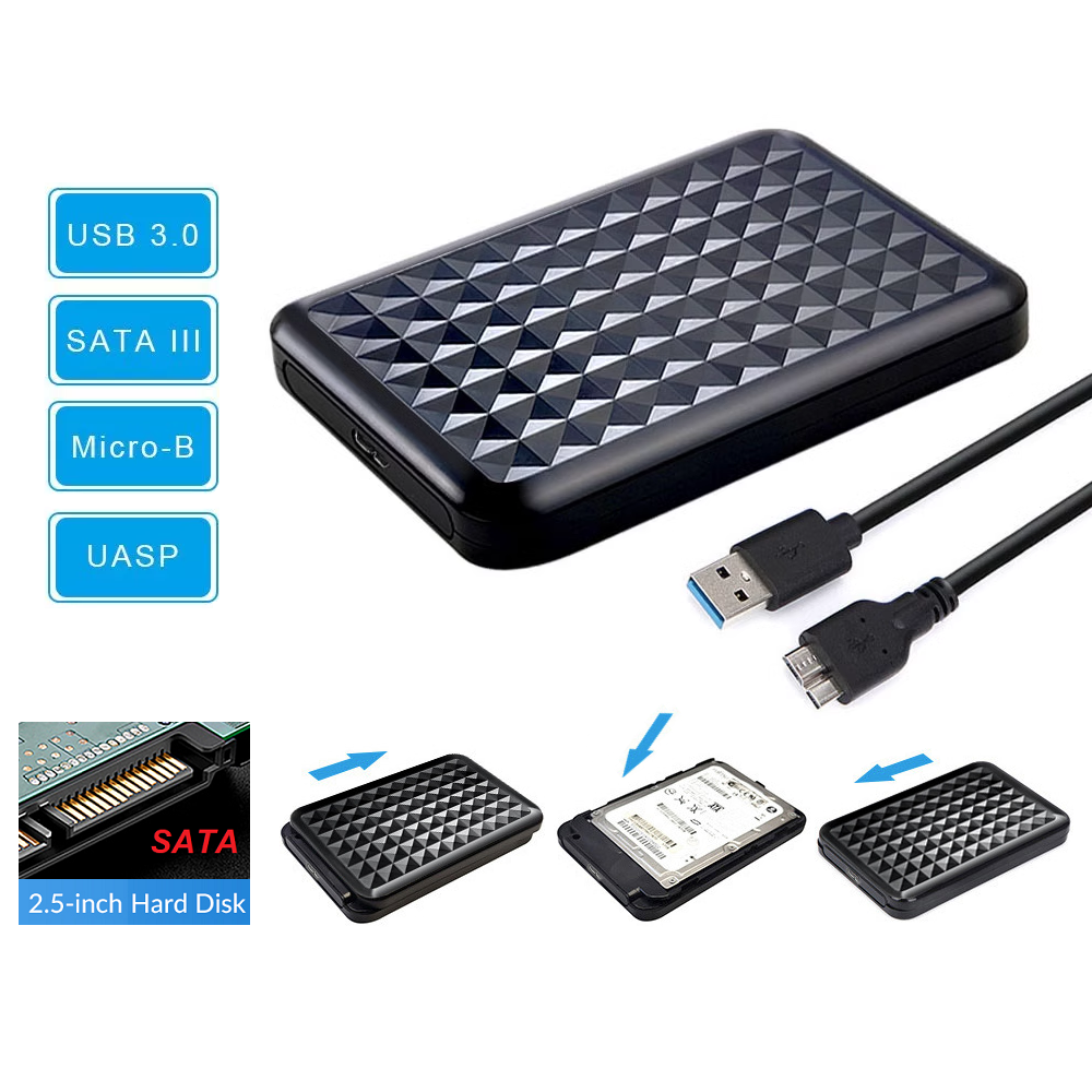 2.5 inch USB 3.0 SATA Hard Disk External Casing Laptop 2.5" HDD ...