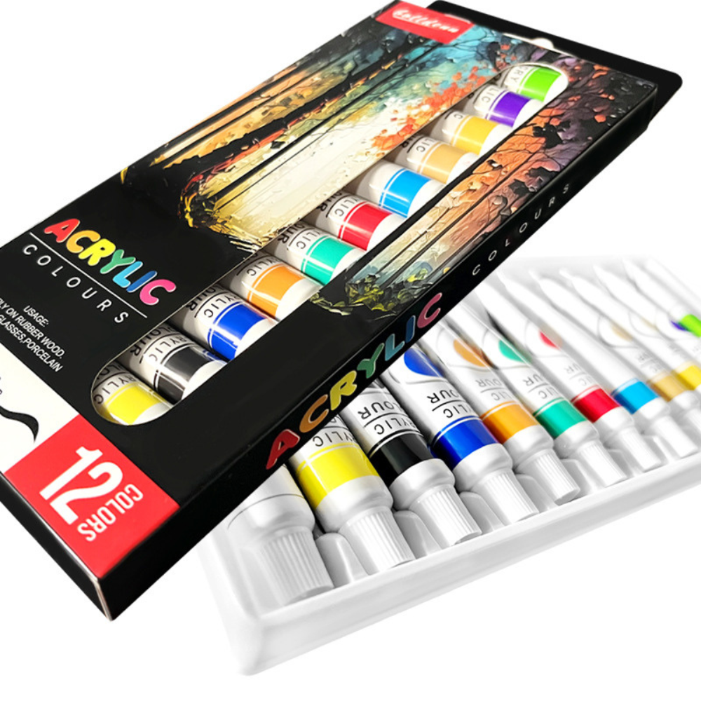 High Grade 12 Color Acrylic Painting Canvas Color Palette And Nylon ...