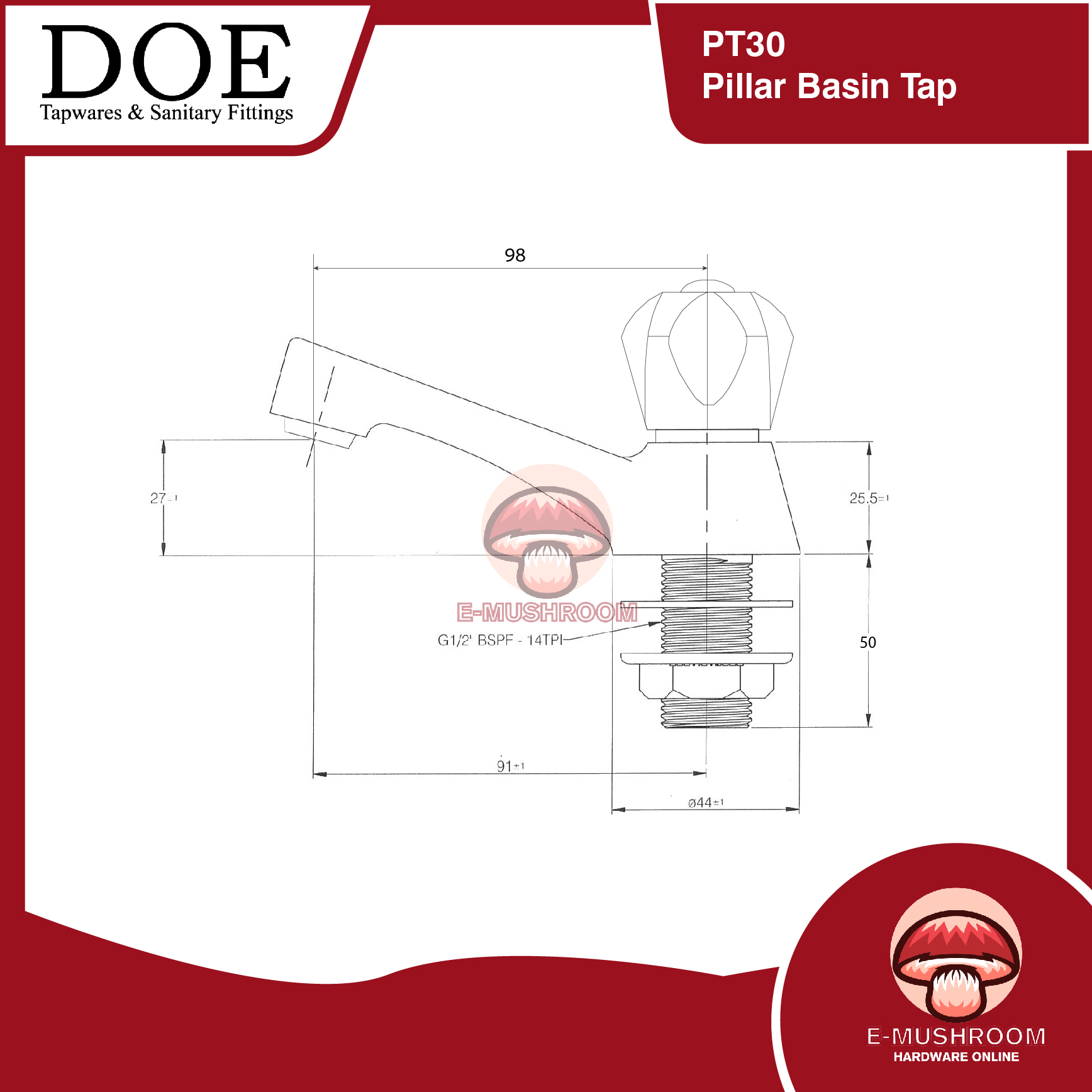 PT30 Doe Basin Pillar Tap PT 30 | Shopee Malaysia