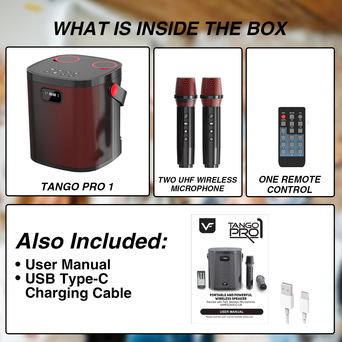 Vinnfier VF Tango Pro 1 Bluetooth Portable Karaoke Speaker with 2 ...