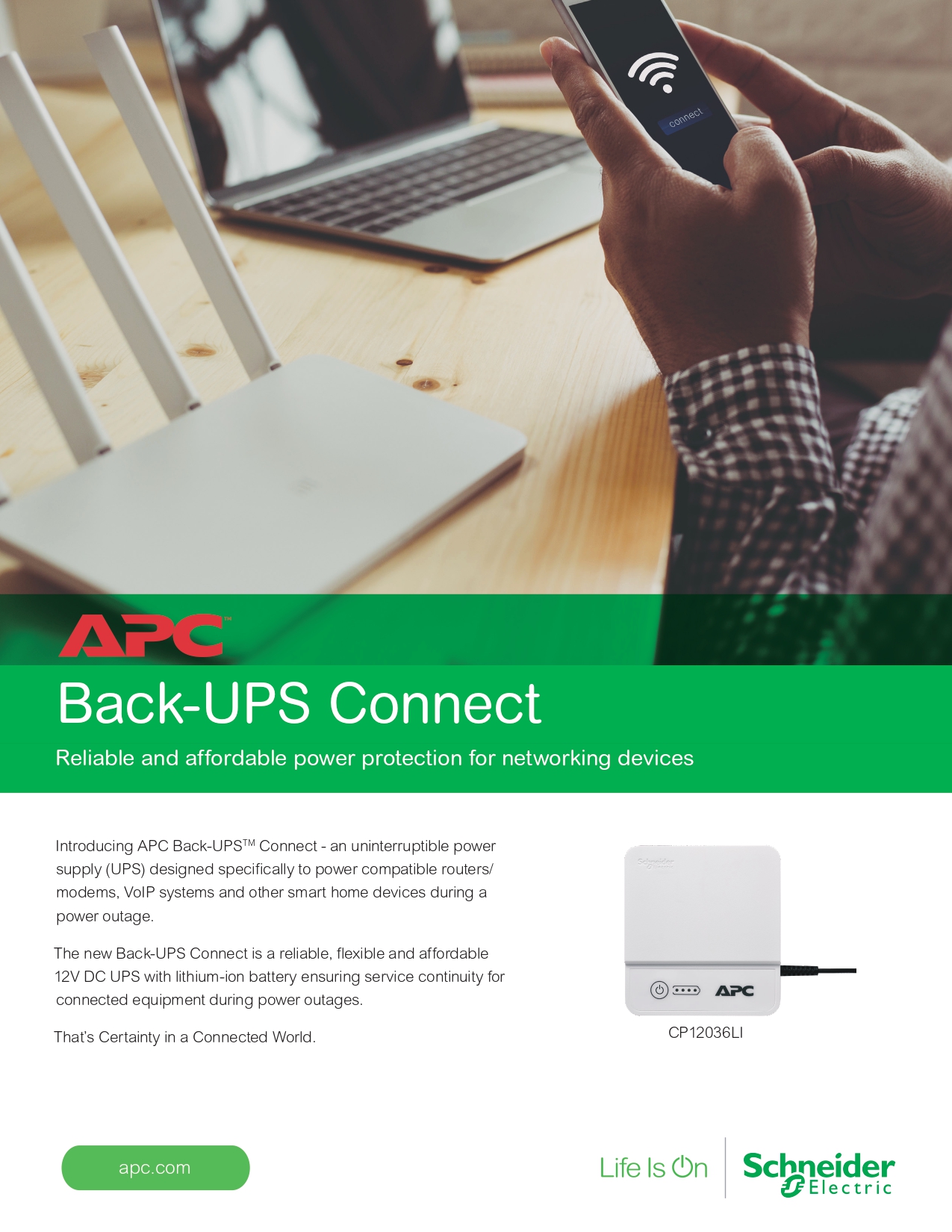 APC Back-UPS Connect CP12036LI 12Vdc 36W, lithium-ion, Mini Network Ups ...