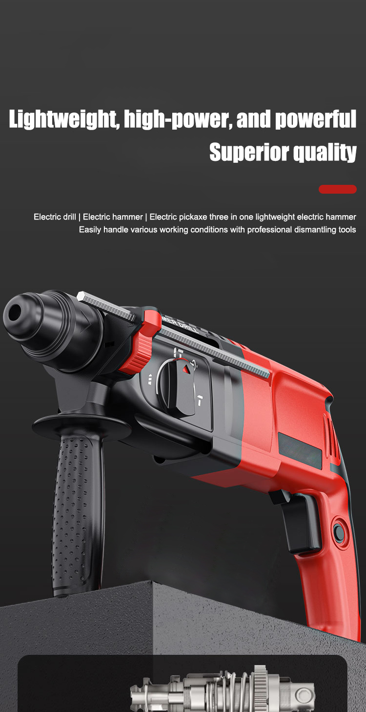 20/26 Inch Light Electric Hammer High Power Impact Drill Concrete Wall ...